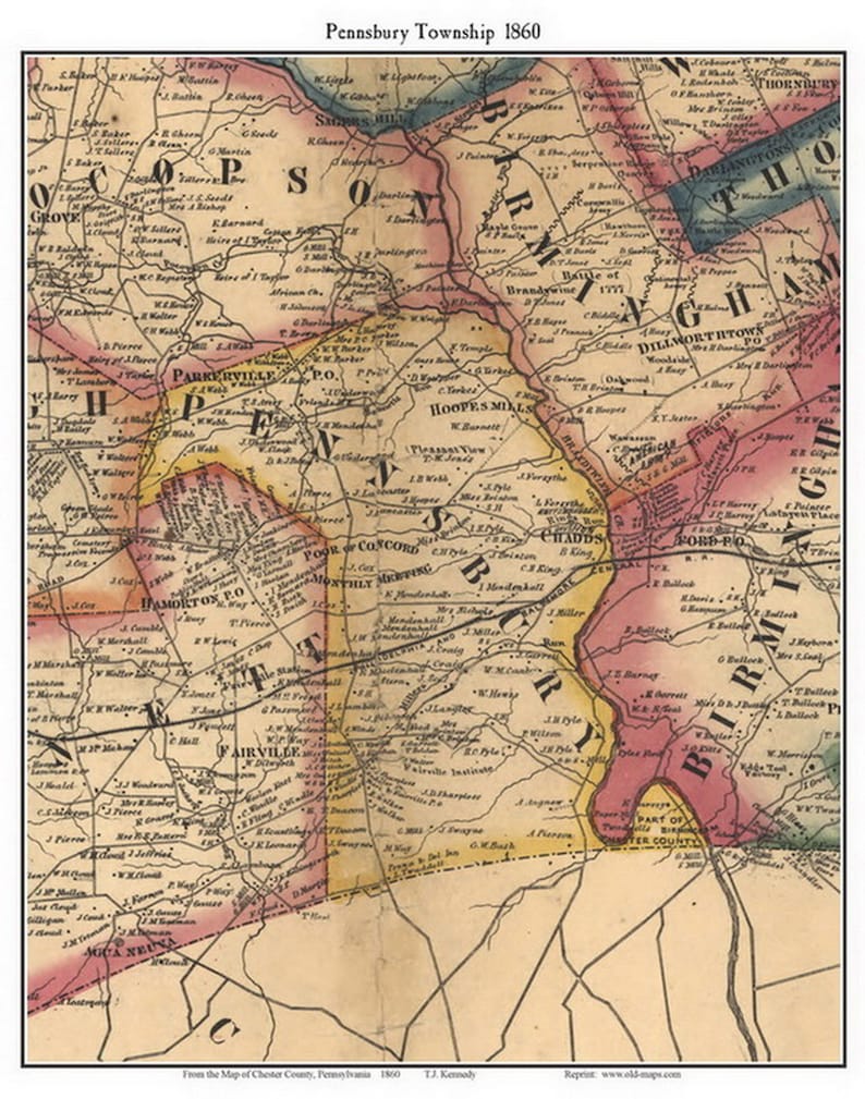 Pennsbury 1860 Old Town Map With Homeowner Names-parkerville - Etsy