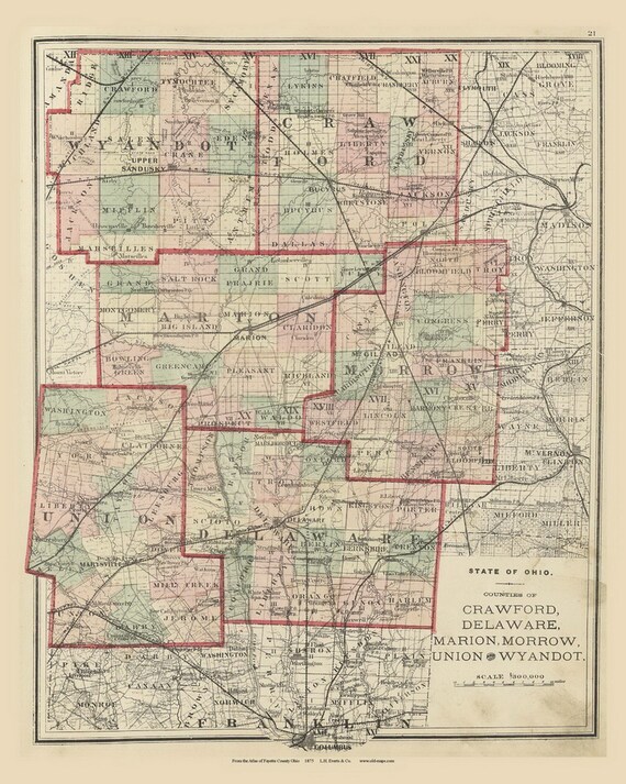 Crawford County 1875 Old Town Map Reprint Fayette County - Etsy