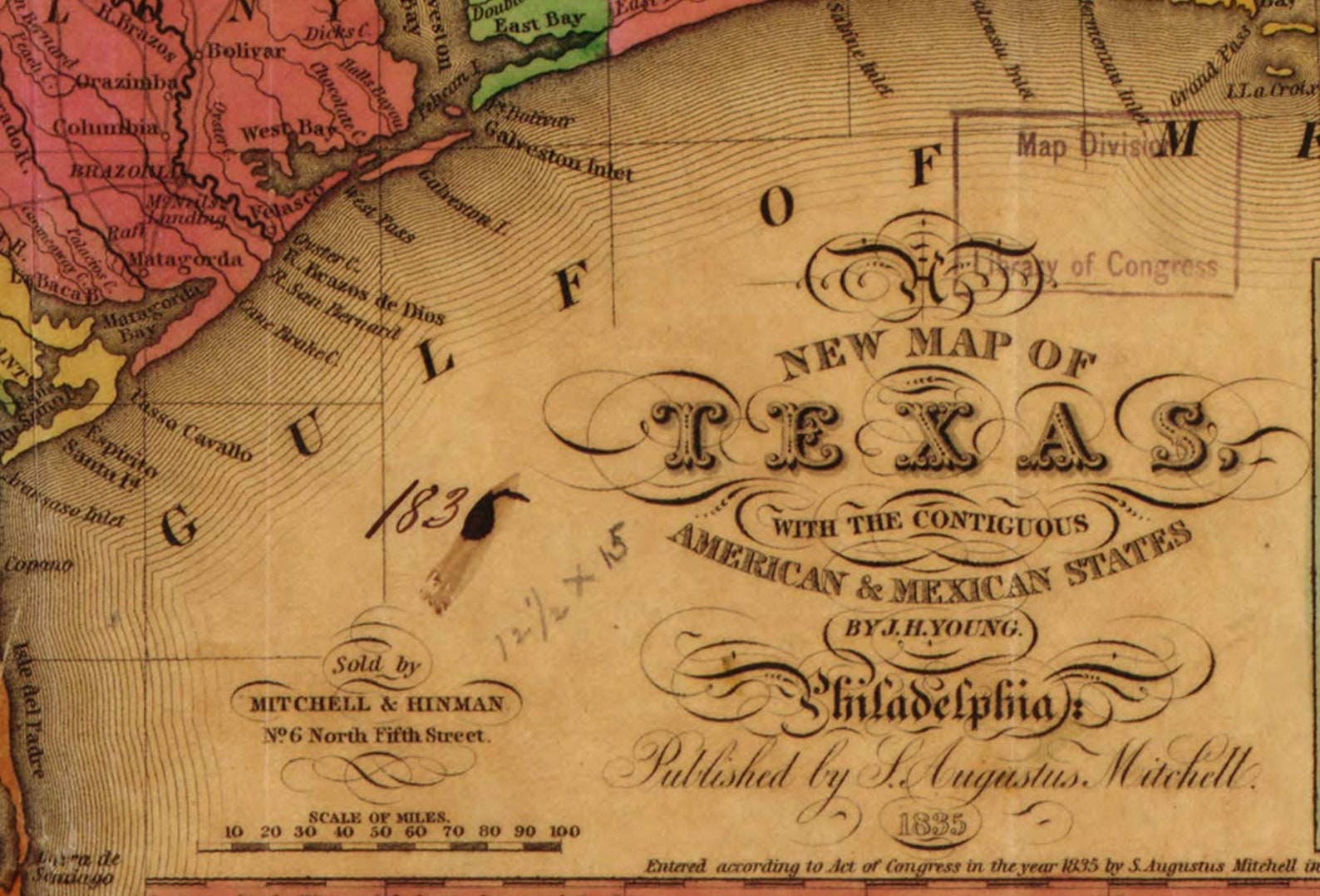 Texas 1835 State Map - Young - Land Grants - Reprint - Etsy