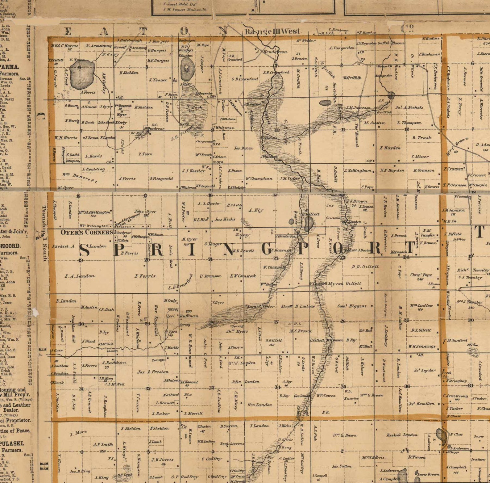 Jackson County Michigan 1858 Wall Map Reprint With Homeowner | Etsy