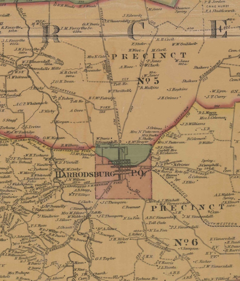 Boyle & Mercer Counties Kentucky 1876 Old Wall Map With - Etsy