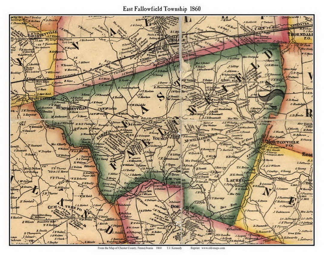 East Fallowfield 1860 Old Town Map With Homeowner Names -youngstown ...