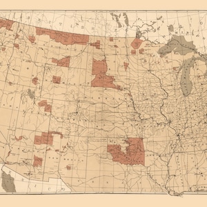 Indian Reservations - 1883 - Native Americans - United States Reprint ...