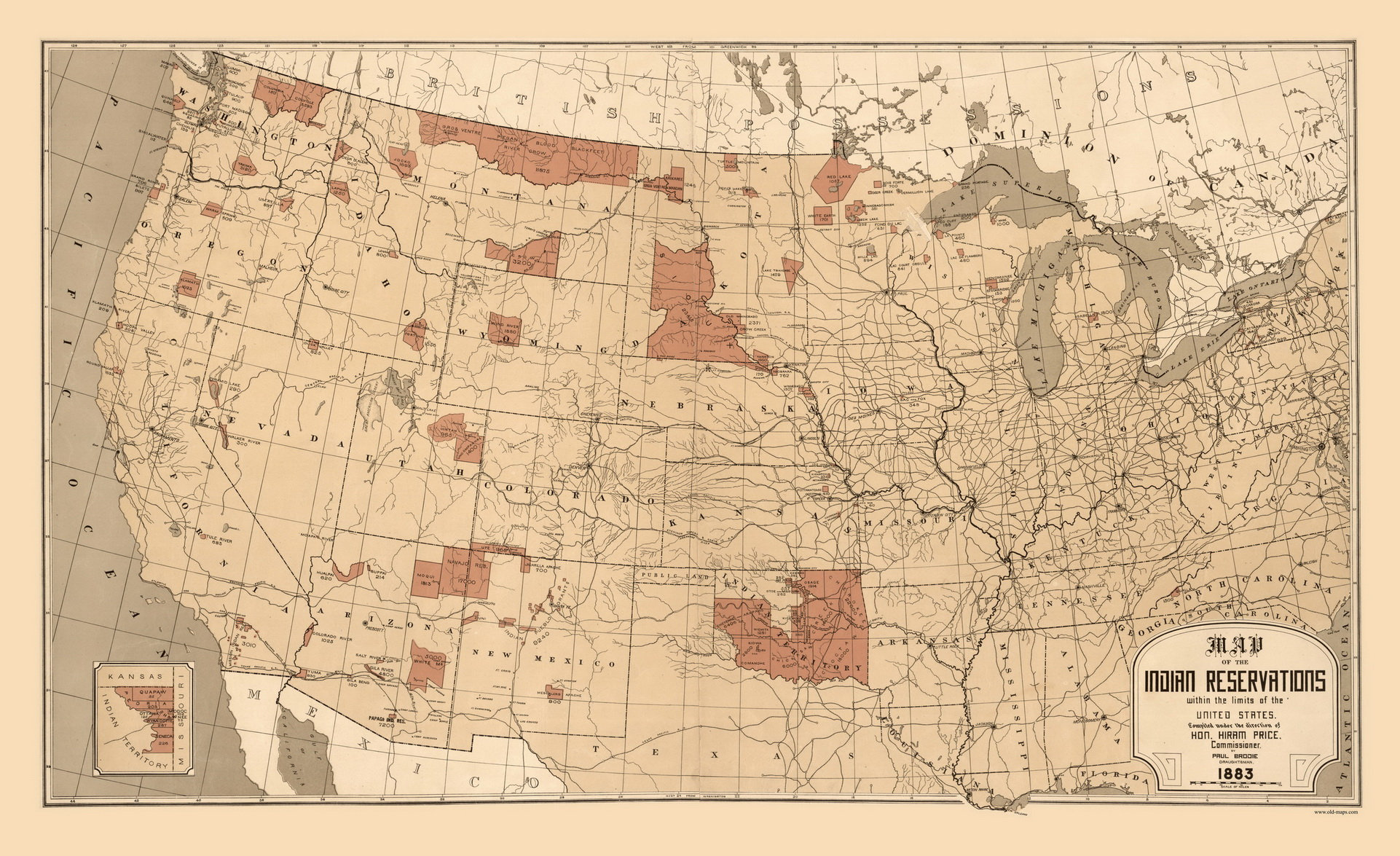 Indian Reservations 1883 Native Americans United States - Etsy