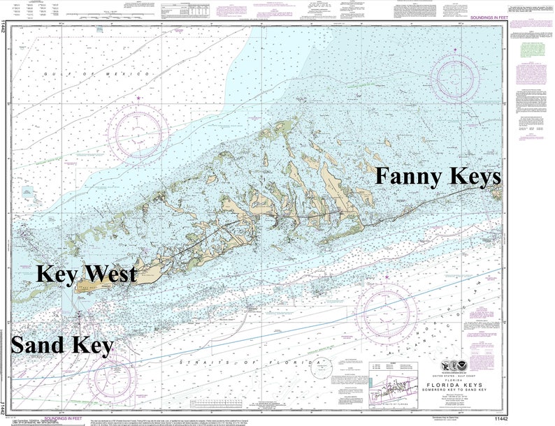 Sombrero Key to Sand Key 1932 Nautical Map Fanny Keys - Etsy