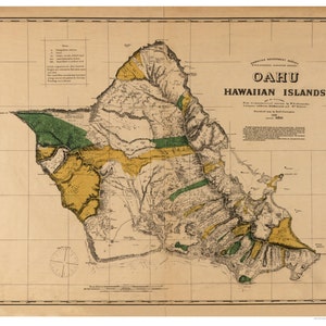 Old Map of Oahu 1881 - C.J. Lyons - Hawaiian Islands - Etsy