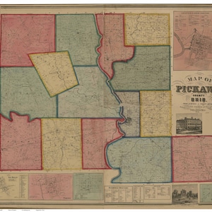 Pickaway County Ohio 1858 - Old Wall Map Reprint With Homeowner Names ...