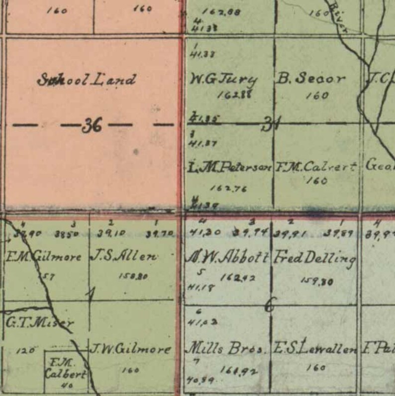 Cleveland County Oklahoma 1900 Old Wall Map With Landowner - Etsy
