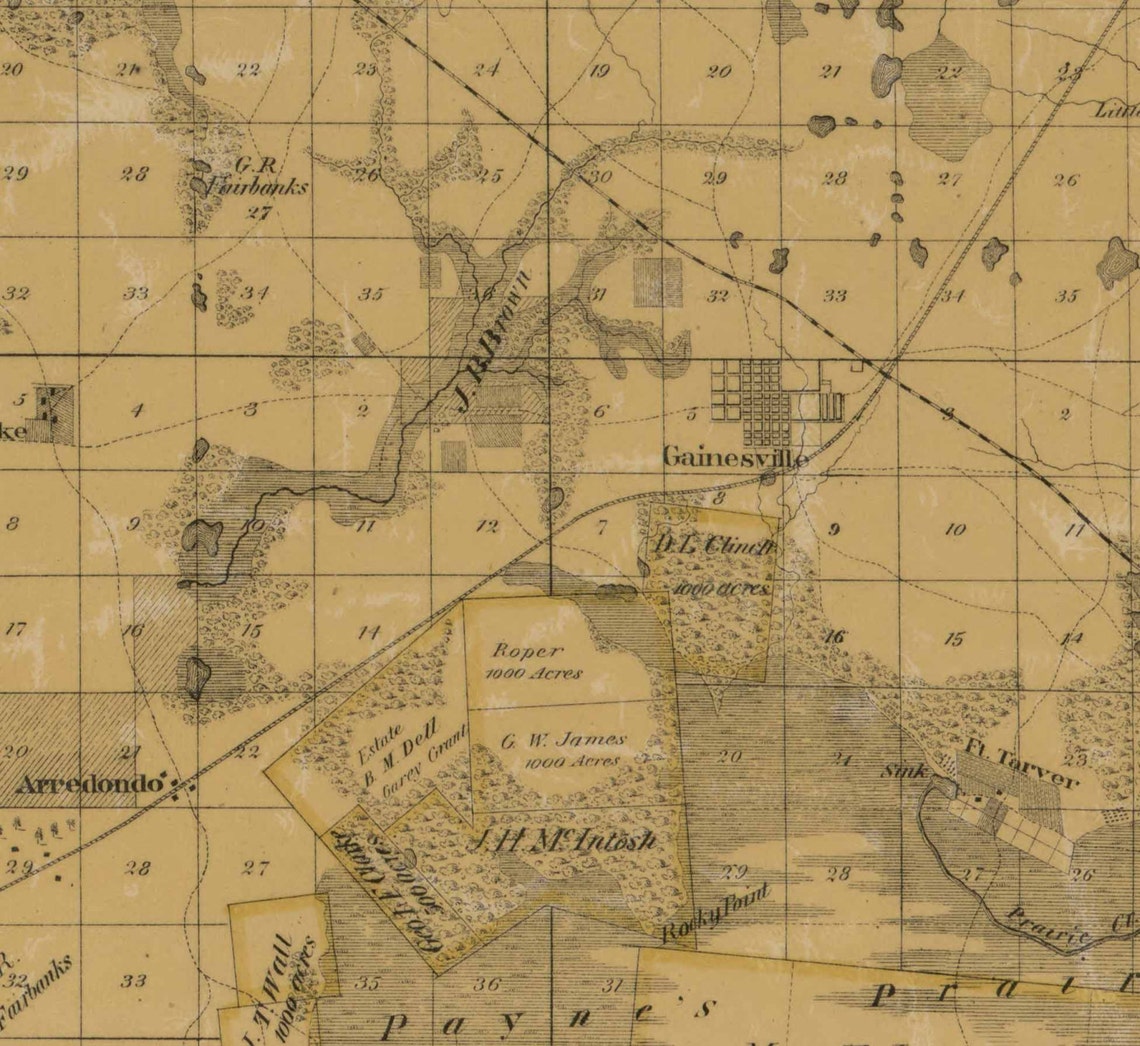 Alachua County Florida 1880 Old Wall Map Reprint With - Etsy Hong Kong