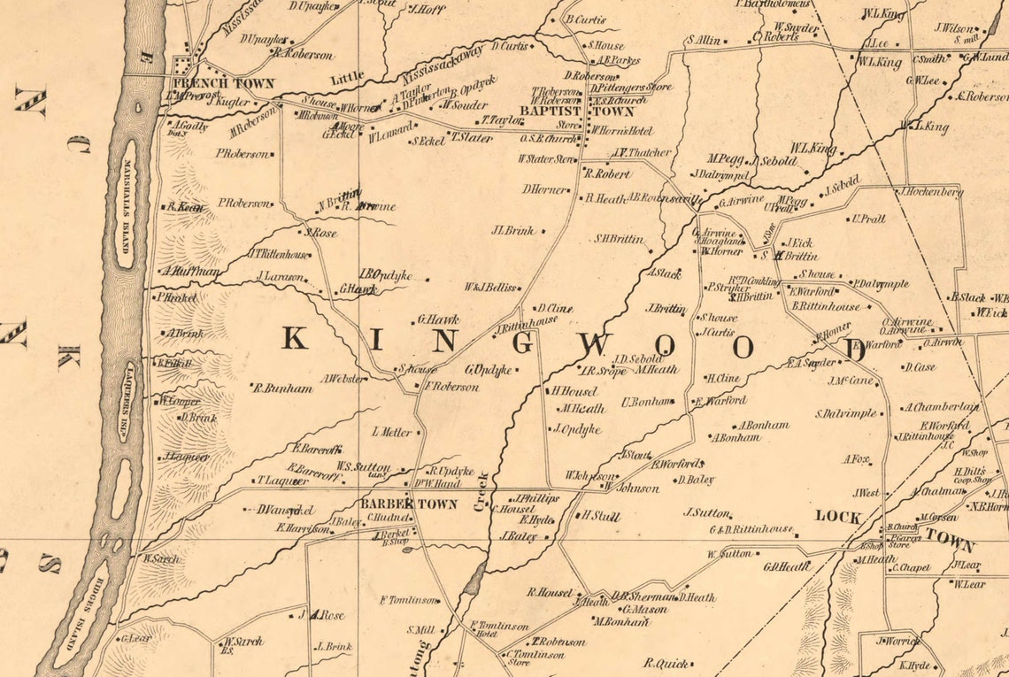 Hunterdon County New Jersey 1851 Wall Map Reprint With - Etsy