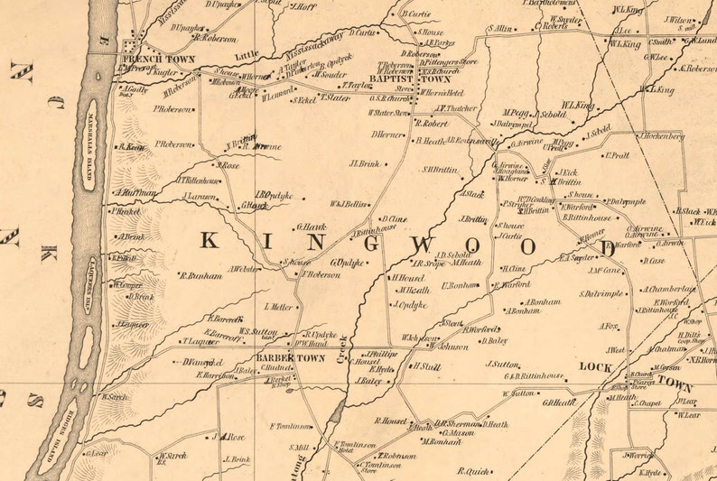 Hunterdon County New Jersey 1851 Wall Map Reprint With - Etsy