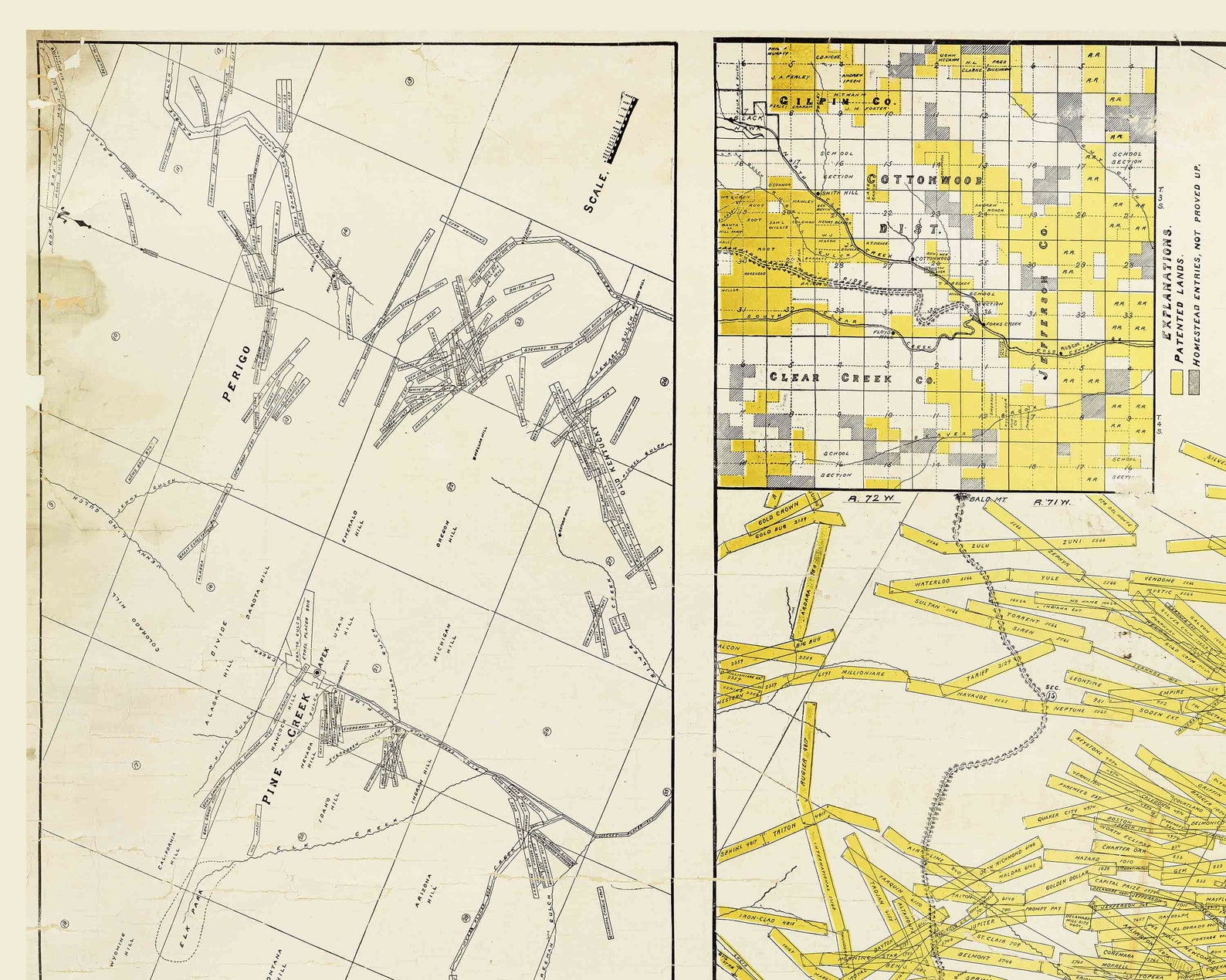 Gilpin County Colorado 1896 Old Wall Map Reprint With Mining | Etsy