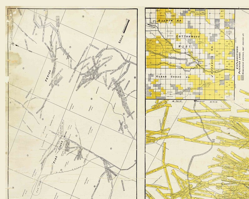 Gilpin County Colorado 1896 Old Wall Map Reprint With Mining - Etsy
