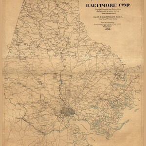 Baltimore County, Maryland 1863 Civil War Map by Kaiser- Old Wall Map ...