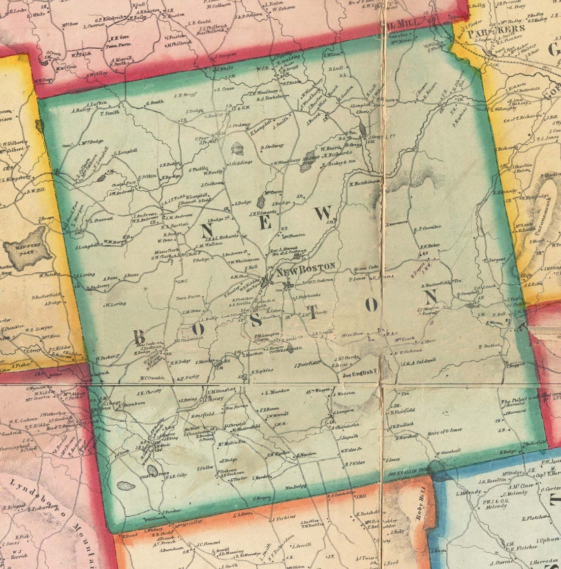 Hillsboro County, New Hampshire 1858 - True North Orientation ...