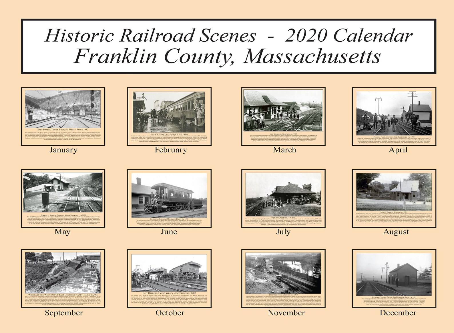 2020 Railroad Calendar for Franklin County Massachusetts 13 - Etsy