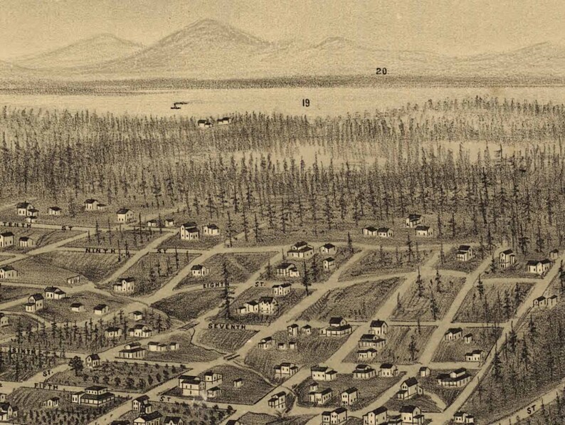 Seattle Washington Territory - 1878 E.S. Glover - Birds Eye View ...