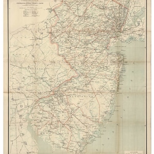New Jersey 1904 Old State Post Route Map Reprint - Etsy