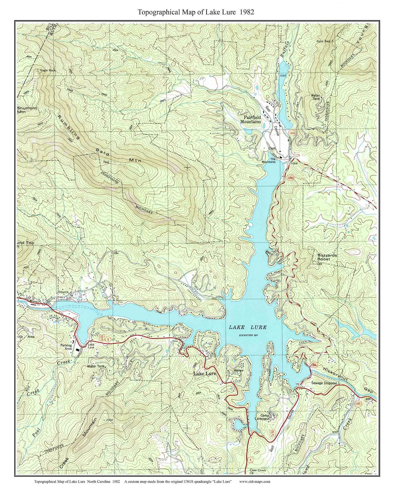 Lake Lure 1982 Old Map Topo Custom USGS Reprint 7x7 North Carolina ...