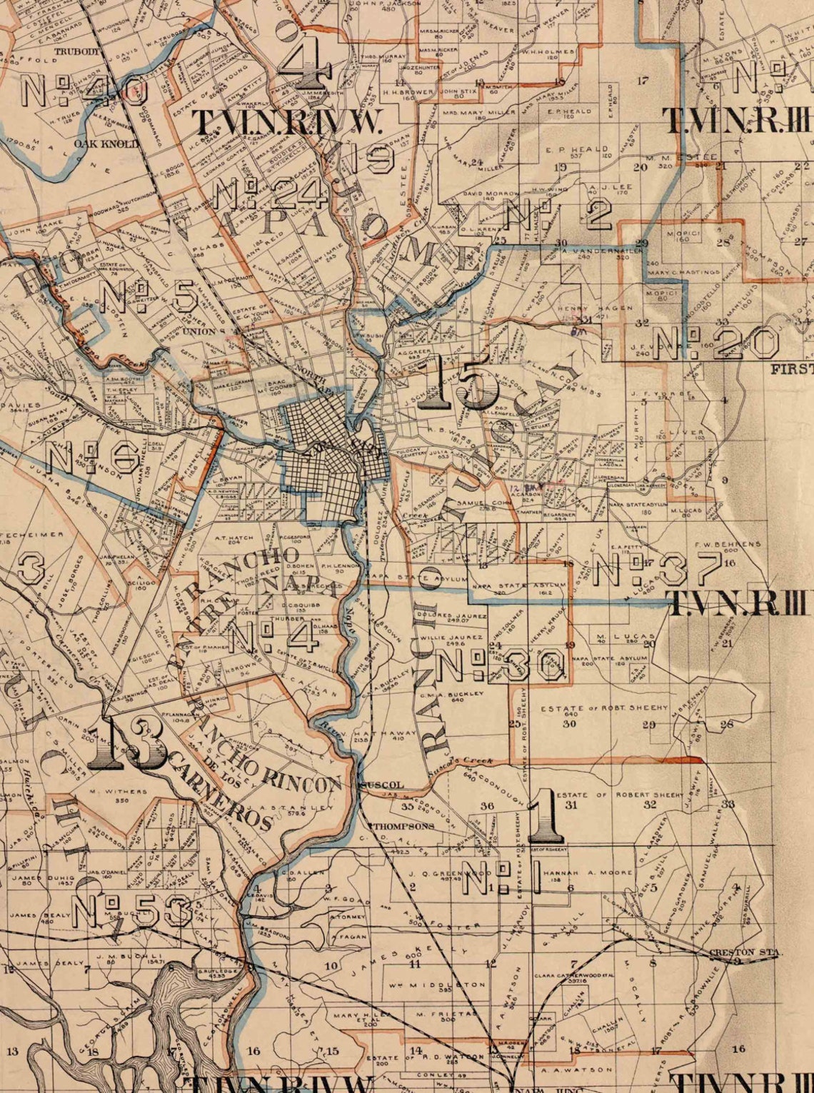 Napa County California 1895-2 - Old Wall Map Reprint With Landowner ...