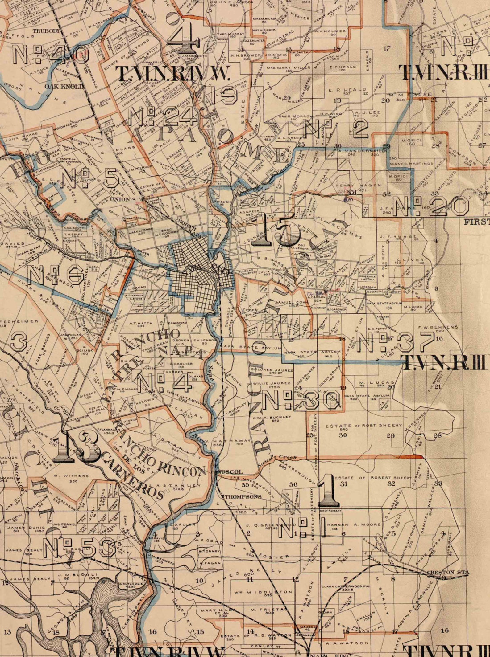 Napa County California 1895-2 - Old Wall Map Reprint With Landowner ...