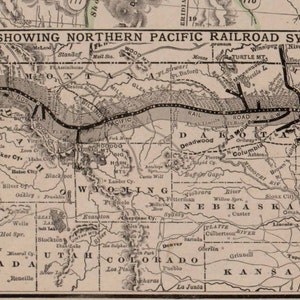 Northern Pacific Railroad 1890 - Montana, Idaho & Part of North Dakota ...