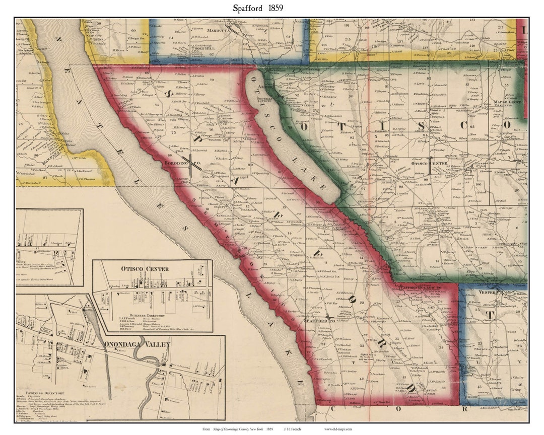 Spafford 1859 Old Town Map - With Homeowner Names New York Reprint ...