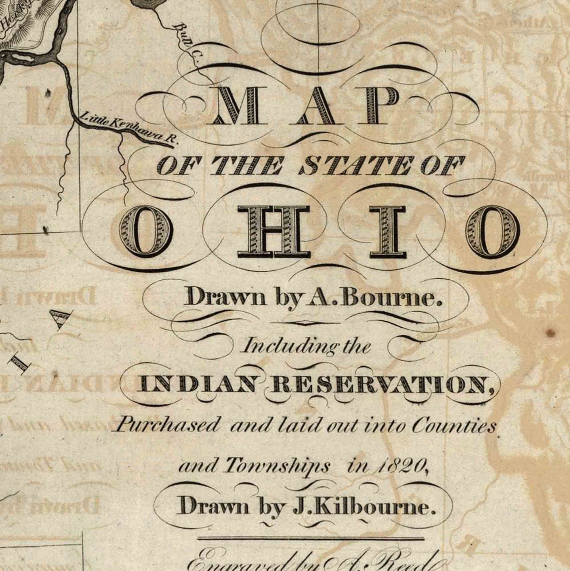 Ohio 1820 Indian Reservations State Map by Bourne Reprint - Etsy