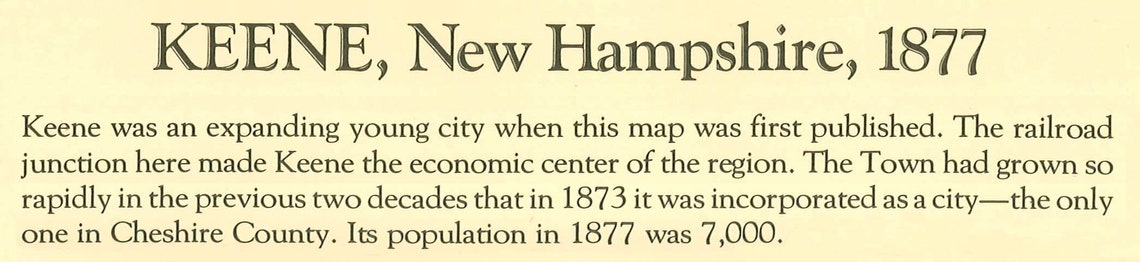 Keene NH 1877 Homeowner Names Old Map Commercial Reprint - Etsy