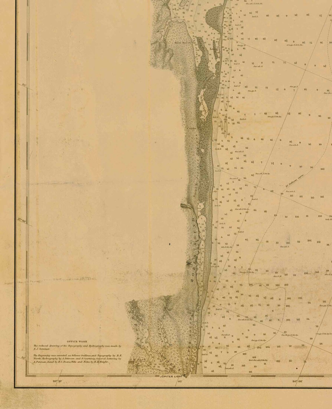 Jupiter Inlet 1887 Nautical Map Reprint Florida 80000 AC | Etsy