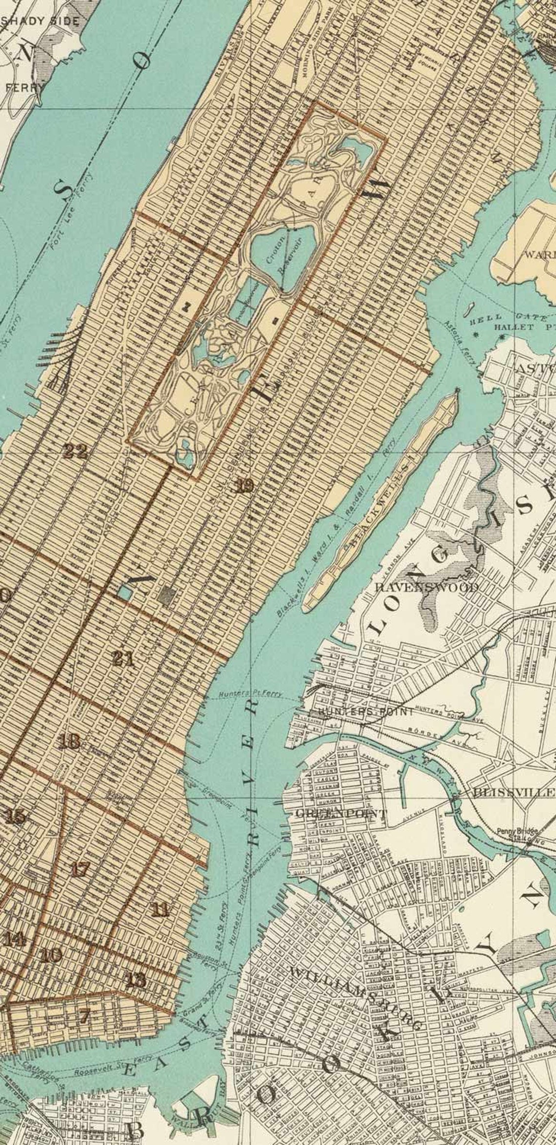 New York City 1895 Map New York Reprint Bien State Atlas - Etsy