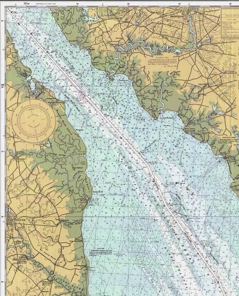 Delaware Bay 1987 Nautical Map Reprint New Jersey & - Etsy