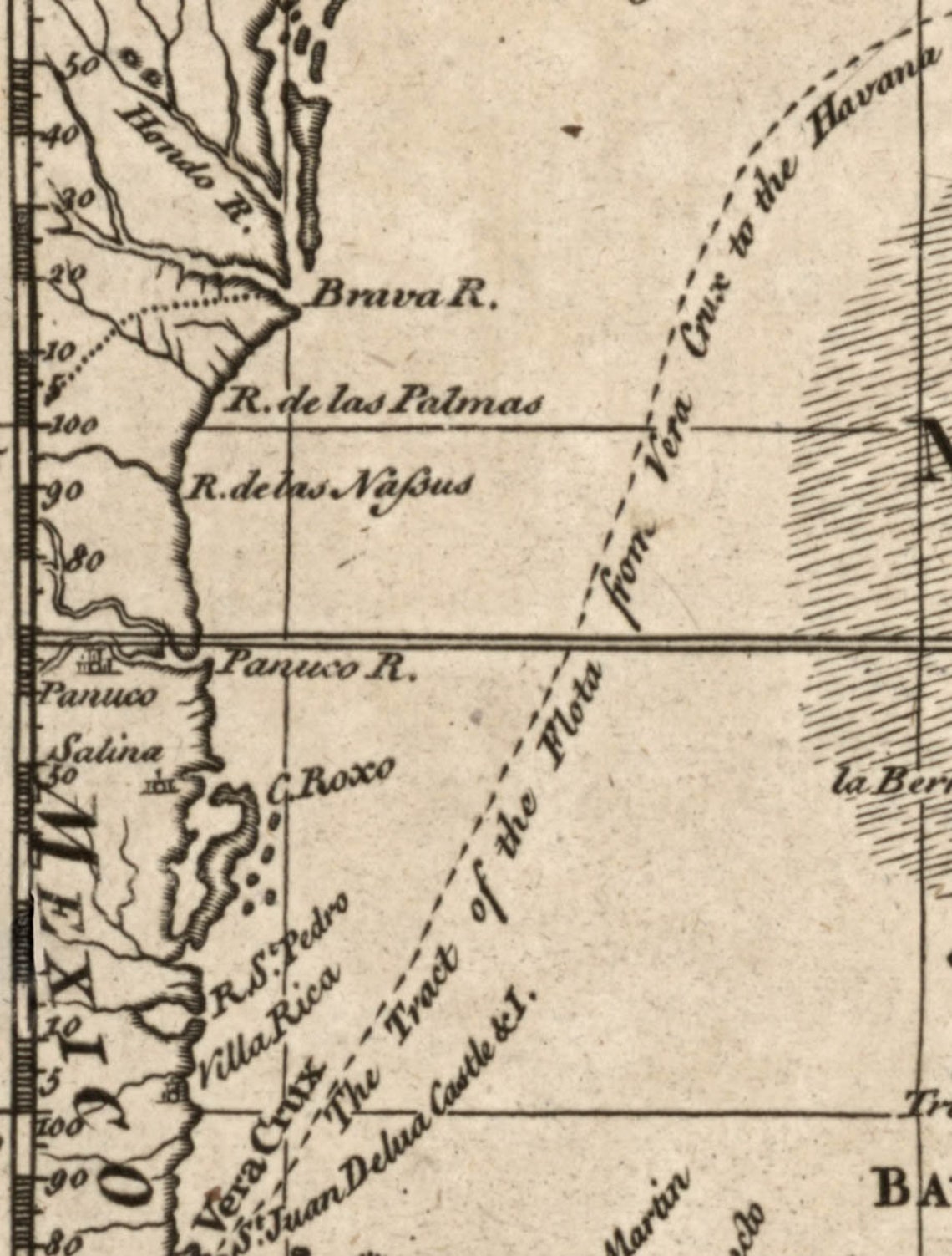 Caribbean 1750 Map by Bowen - Reprint Cuba, Puerto Rico, Florida ...