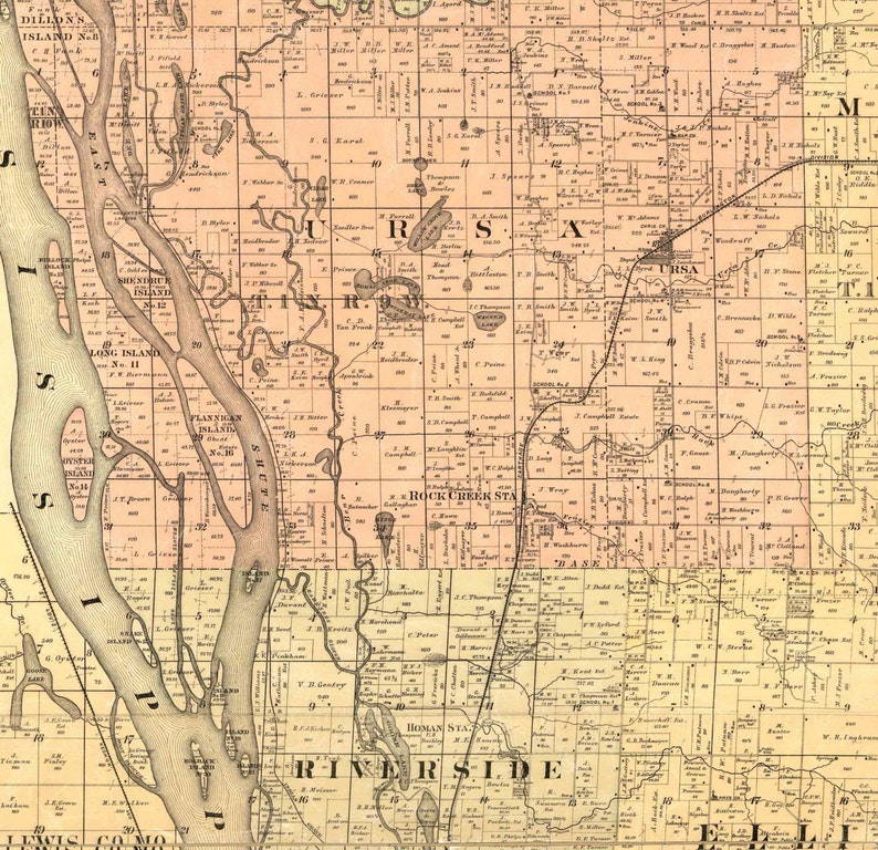 Adams County Illinois 1889 Old Wall Map Reprint With - Etsy