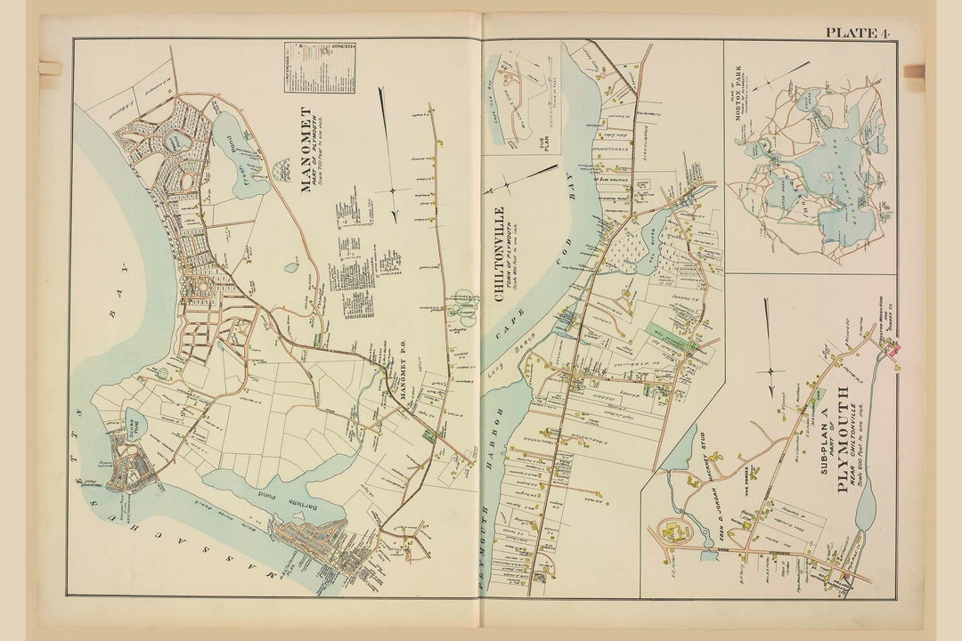 Manomet & Chiltonville (town of Plymouth) Massachusetts 1903 Old Town ...