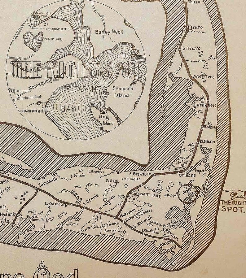 Cape Cod 1899 Map Strong Right Arm of Massachusetts Myron | Etsy