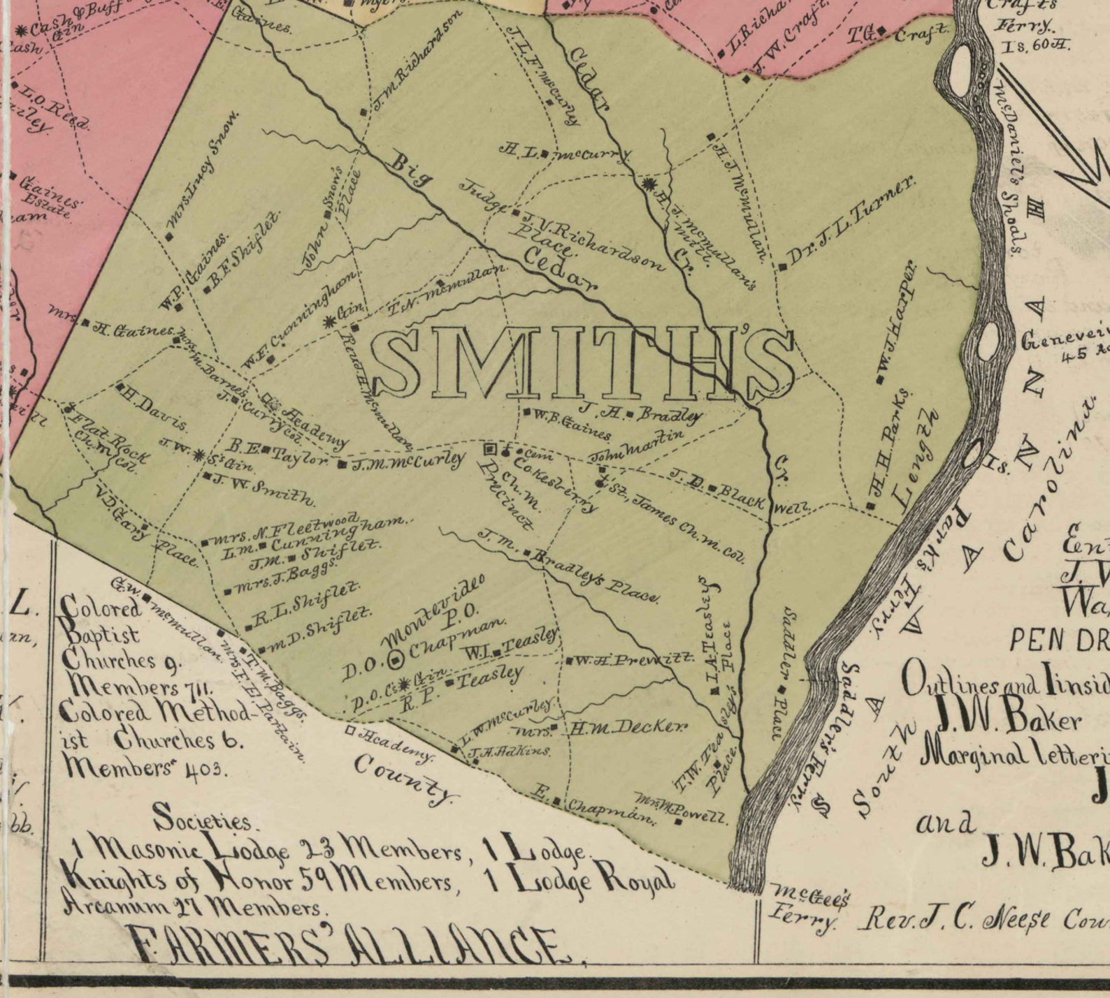 Hart County Georgia 1889 Old Map Wall Map With Homeowner - Etsy