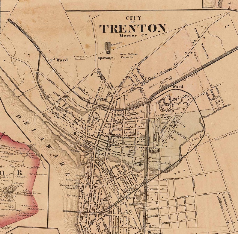 Philadelphia & Trenton Vicinity Pennsylvania 1860 Wall Map | Etsy