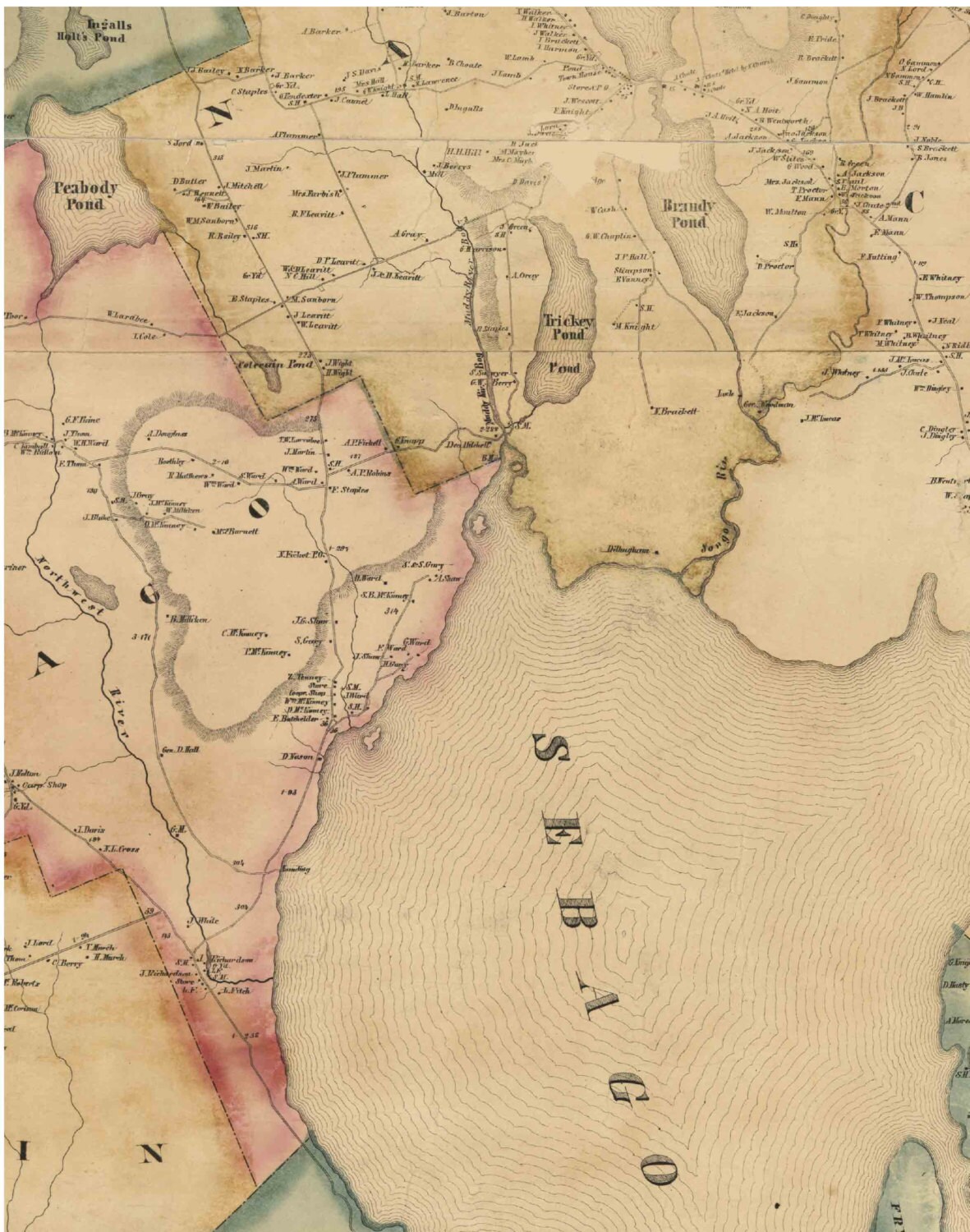 Sebago Lake 1857 Map Maine Custom Reprint TM Cumberland - Etsy
