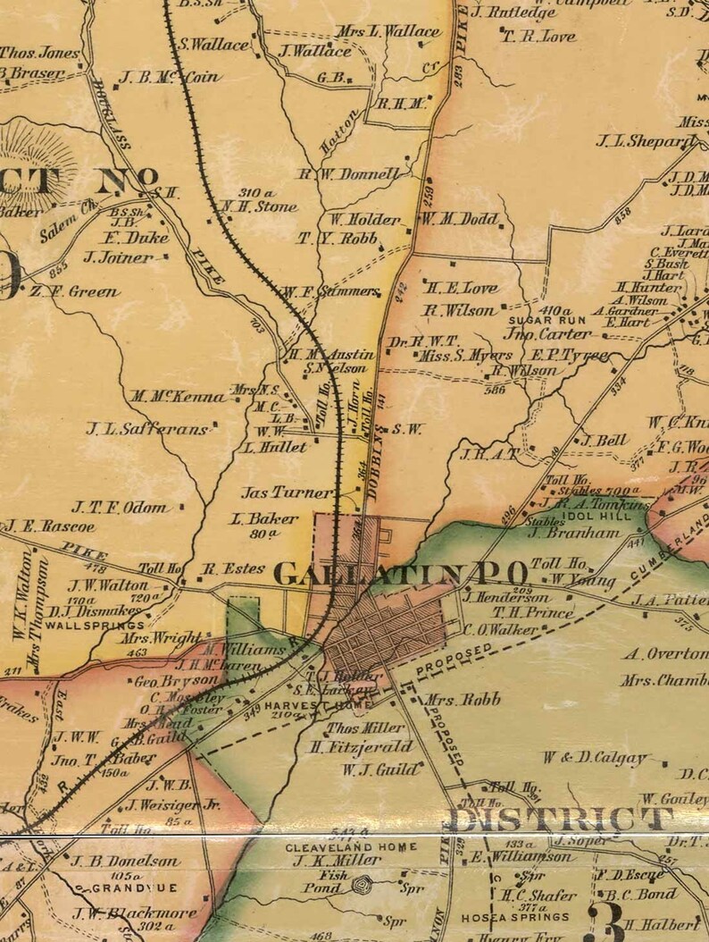 Sumner County Tennessee 1878 Old Wall Map Reprint With - Etsy