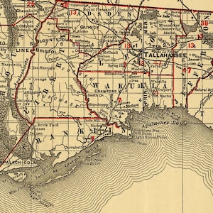 Florida 1900 State Map - by Rand Mcnally & Co. - Reprint - Etsy