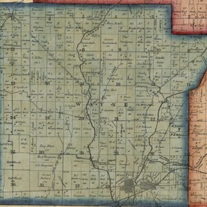 Henry County Indiana 1857 - Old Wall Map Reprint With Homeowner Names ...
