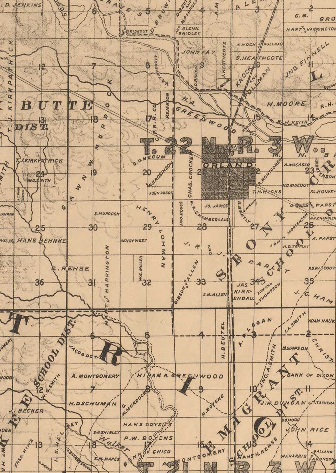 Colusa County California 1885 - Old Wall Map Reprint With Landowner ...