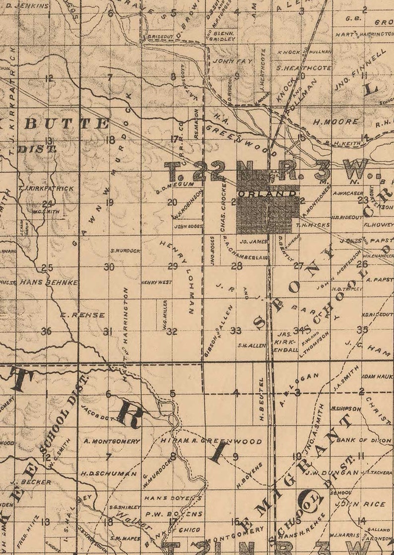 Colusa County California 1885 - Old Wall Map Reprint With Landowner ...