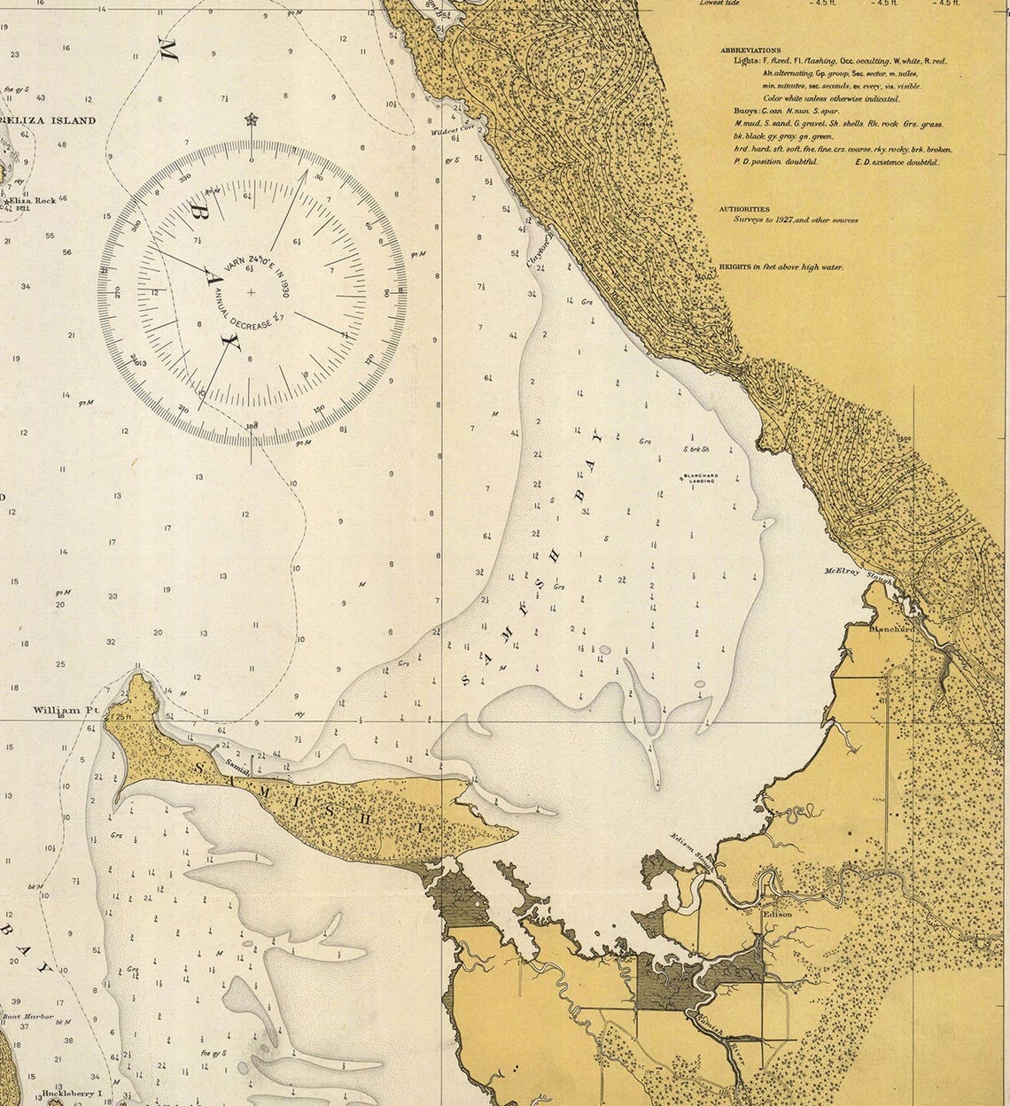Bellingham Bay 1928 Nautical Map Washington Reprint PC - Etsy UK