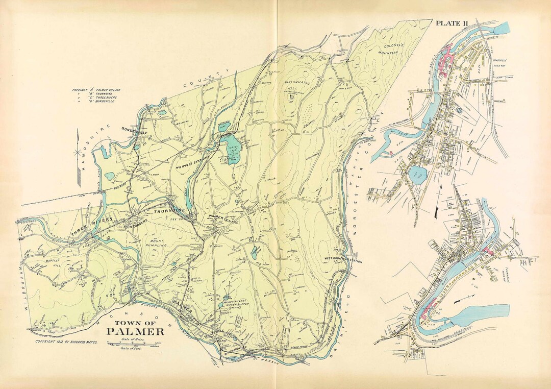 Palmer 1912 - Old Town Map Reprint, Hampden County, Massachusetts ...