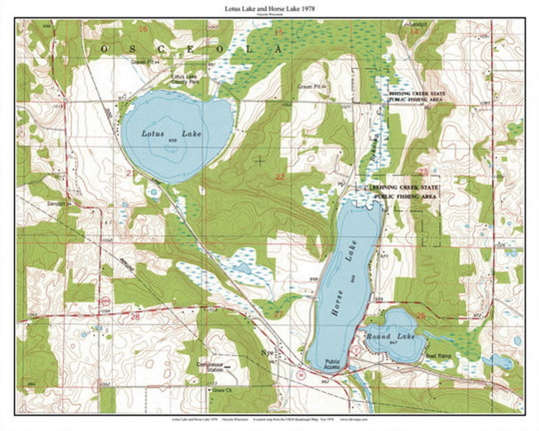 Lotus Lake and Horse Lake 1978 Polk County - USGS Old Topographic Map ...
