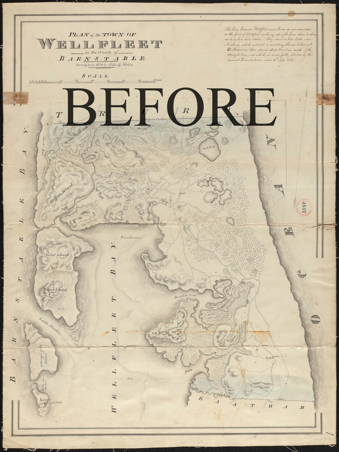 Wellfleet 1831 Town Plan Old Roads Map Reprint RESTORED - Etsy