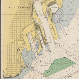 Los Angeles & Long Beach Harbors 1948 Nautical Map - PC Harbors 5147 ...