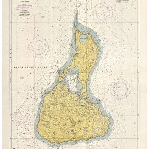 Block Island 1952b Nautical Map by the USCGS Rhode Island - Etsy